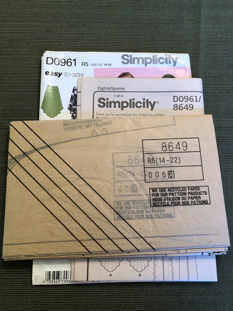 Uncut Factory Fold Sewing Pattern Simplicity D0961 Sizes 14 16 - Etsy