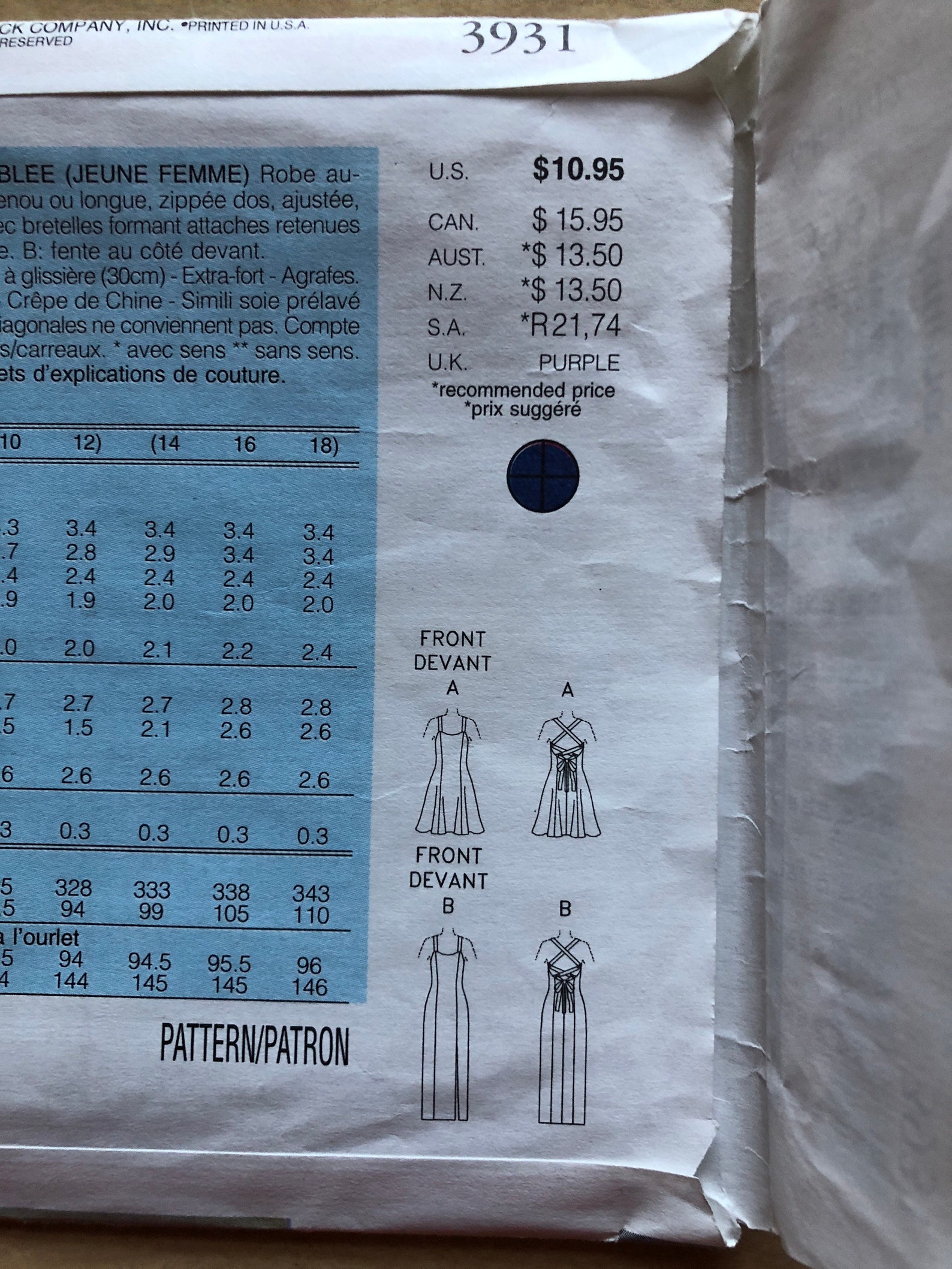 Uncut Factory Fold Sewing Pattern Butterick 3931 Cynthia | Etsy