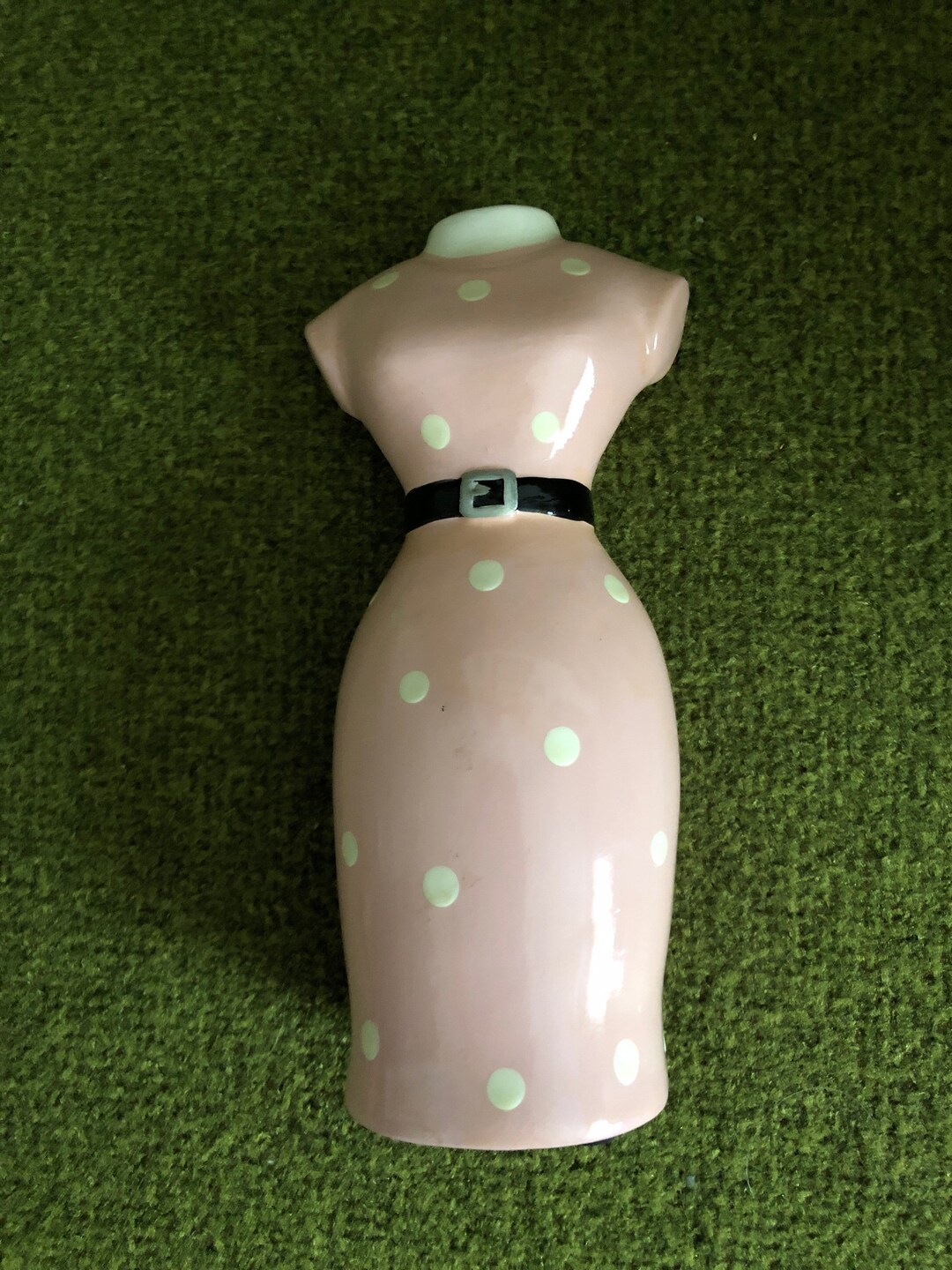 Vintage Dress Form Ceramic Bud Vase Pink With White Polka Dots Black ...