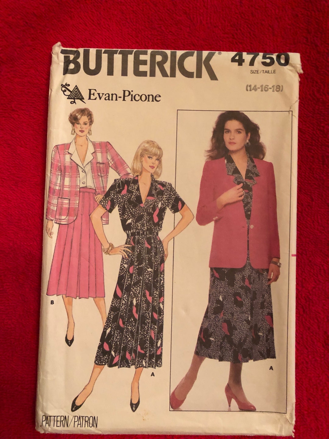 Uncut Factory Fold Sewing Pattern Butterick 4750 Evan-picone Size 14 16 ...
