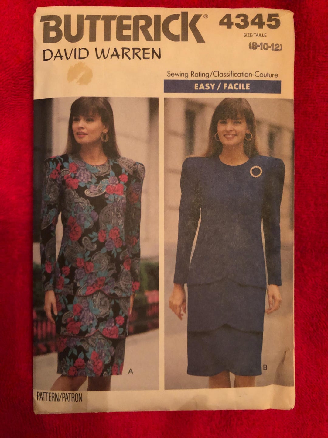 Uncut Factory Fold Sewing Pattern Butterick 4345 Sizes 8 10 12 David ...