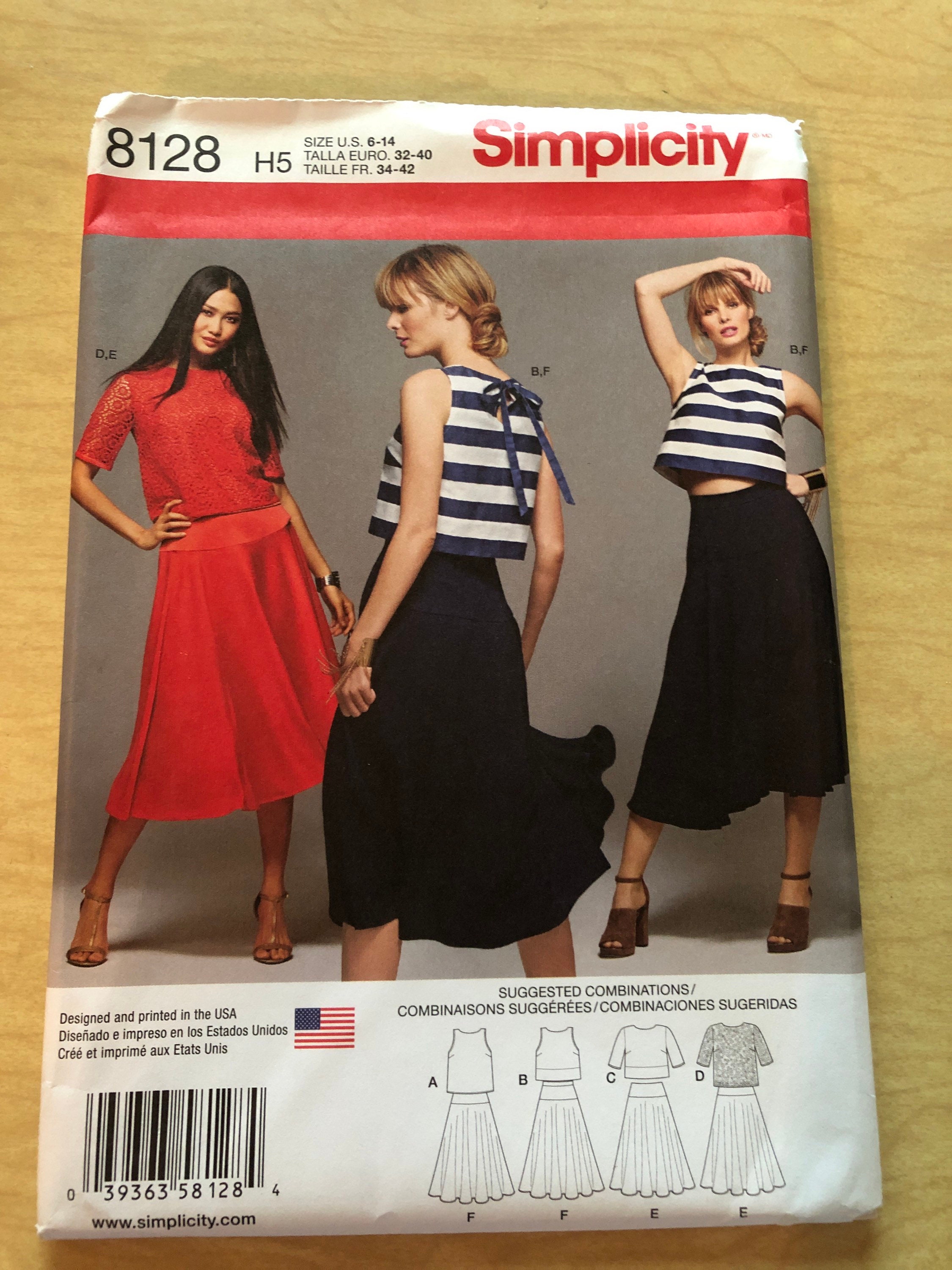 Uncut Factory Folded Sewing Pattern Simplicity 8128 Sizes 6 8 10 12 14 ...