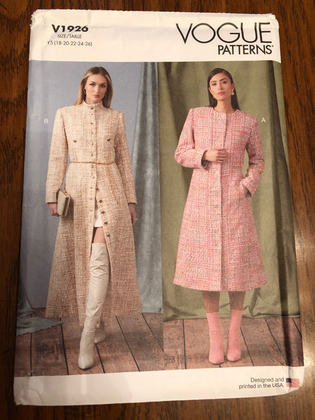 Uncut Factory Fold Sewing Pattern Vogue V1926 Sizes 18 20 22 24 26 ...