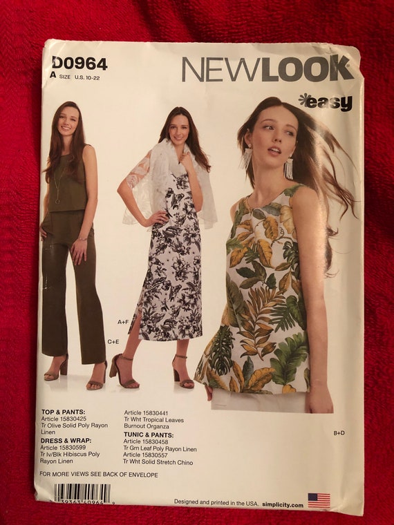 Uncut Factory Fold New Look Sewing Pattern D0964 Easy Top - Etsy