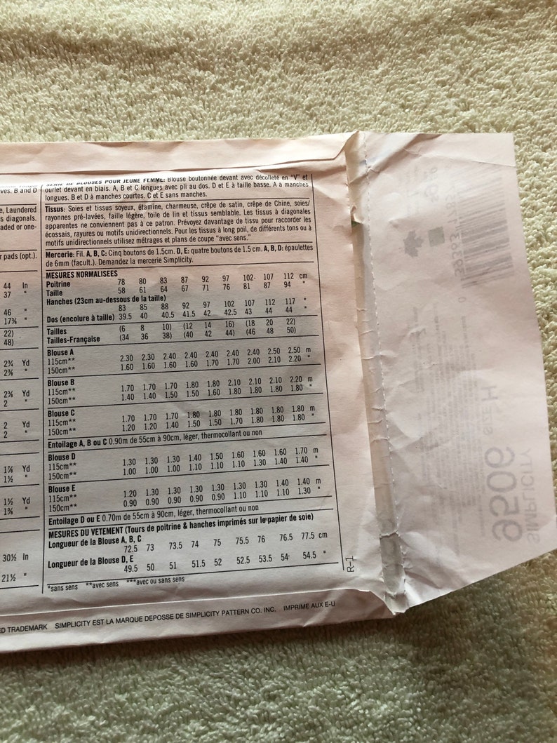 Vintage 1996 Uncut Factory Fold Sewing Pattern Simplicity 9506 | Etsy