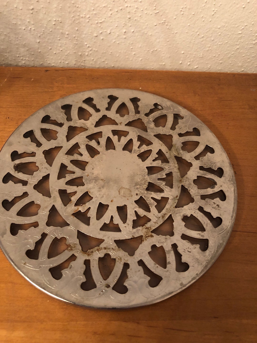 Vintage Leonard Silverplate Glass Trivet Made in Italy 6 Inch Round - Etsy