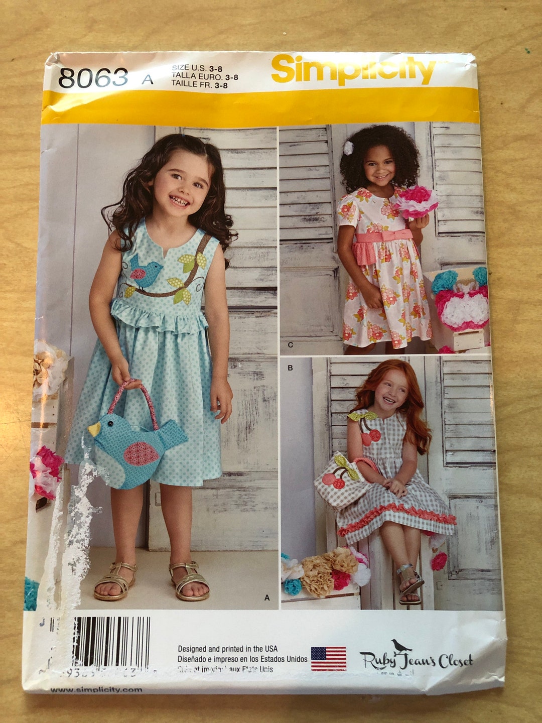 Uncut Factory Fold Sewing Pattern Simplicity 8063 Sizes 3 4 5 6 7 8 ...