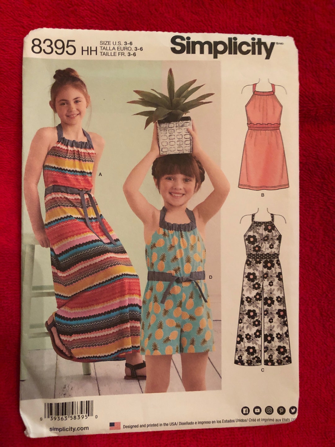 Uncut Factory Fold Sewing Pattern Simplicity 8395 Sizes 3 4 5 6 Child's ...