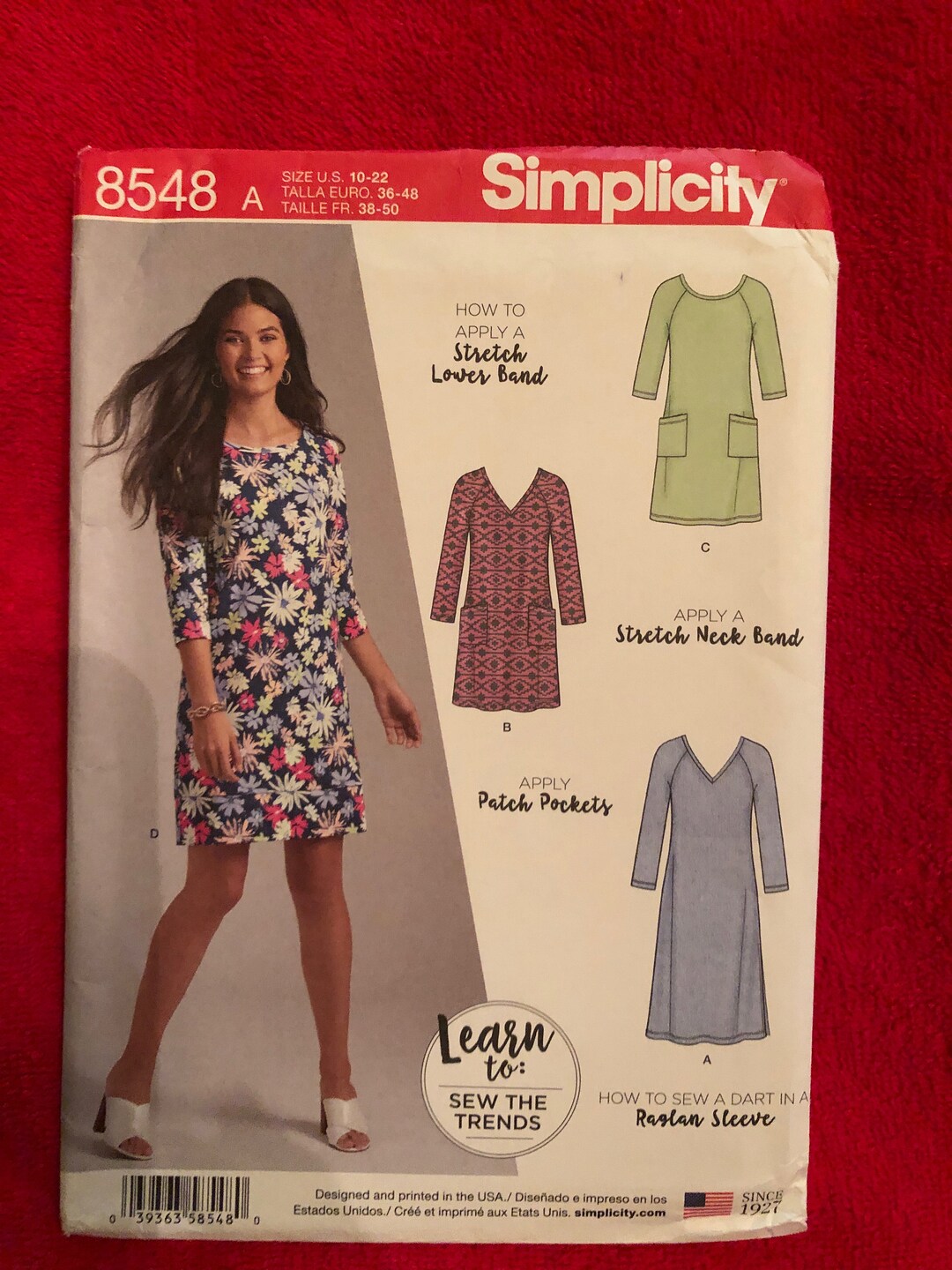Uncut Factory Fold Sewing Pattern Simplicity 8548 Sizes 10 12 14 16 18 ...