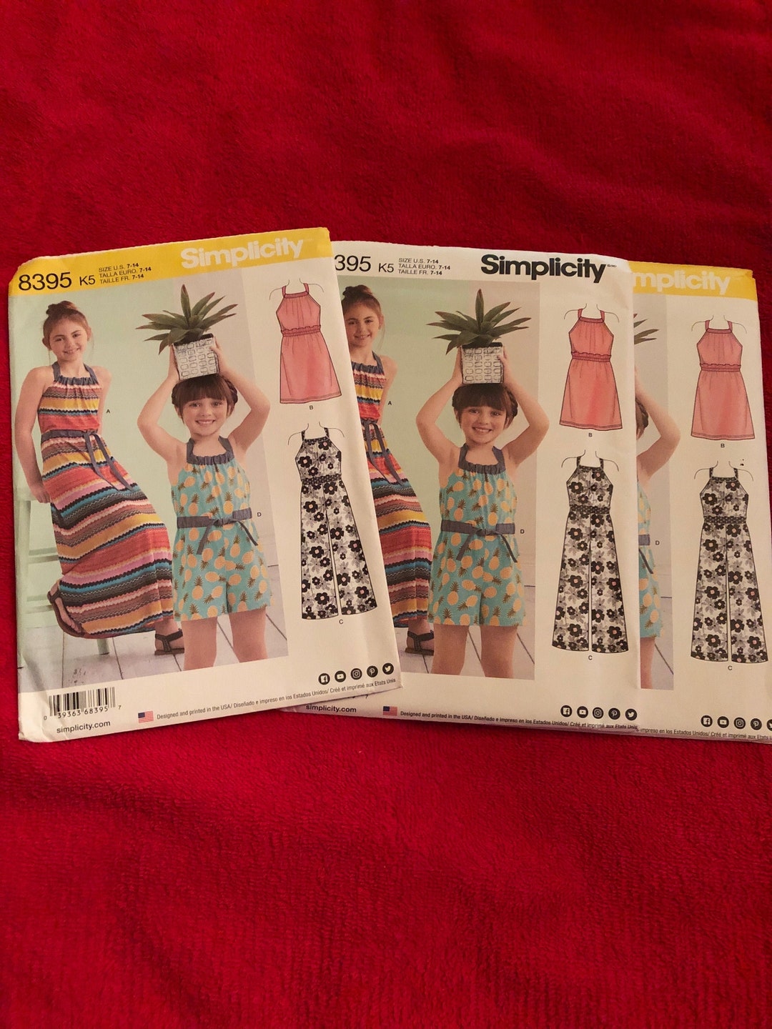 Uncut Factory Fold Sewing Pattern Simplicity 8395 Sizes 7 8 10 12 14 Girls' Halter Dress or ...