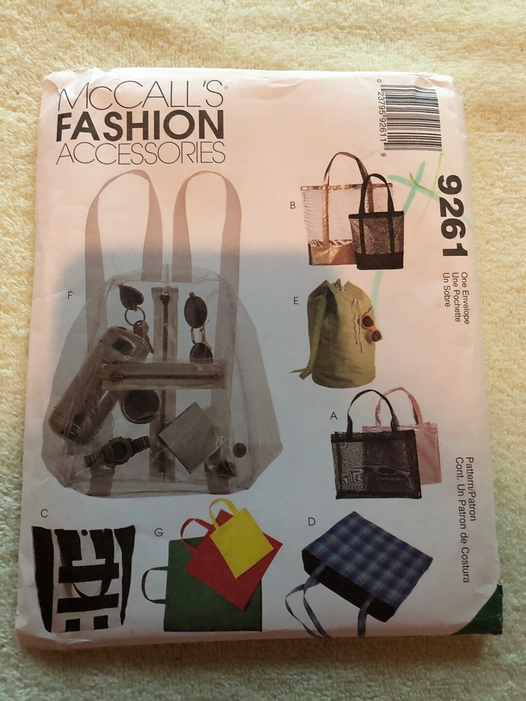 Uncut Factory Fold Sewing Pattern Mccall's 9261 Fashion Accessories ...