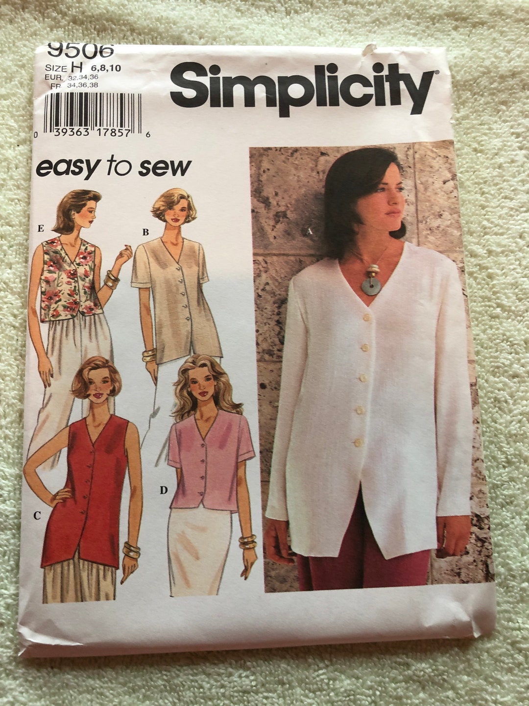 Vintage 1996 Uncut Factory Fold Sewing Pattern Simplicity 9506 Sizes 6 ...