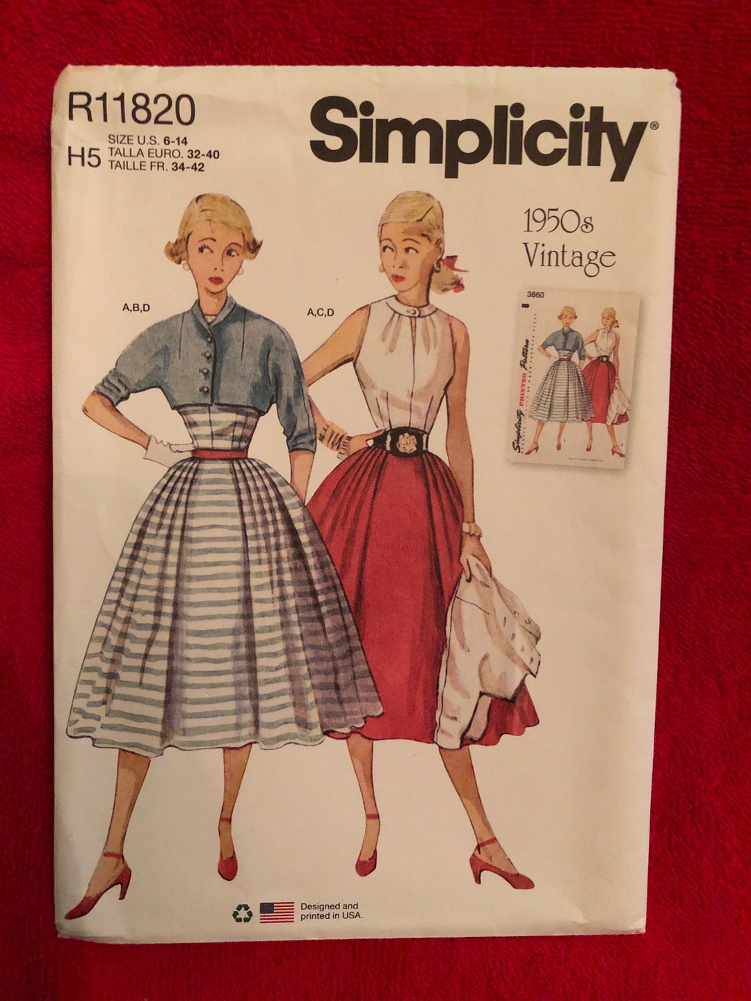 Uncut Factory Fold Sewing Pattern Simplicity R11820 Size 6 8 10 12 14 ...