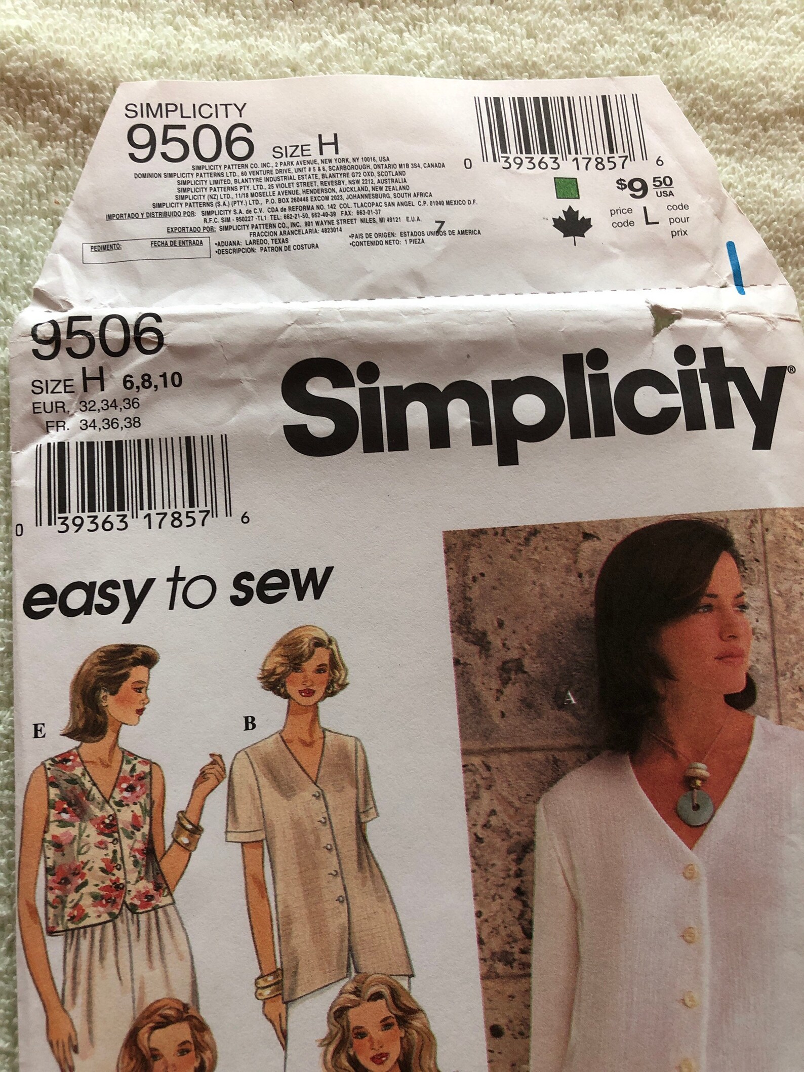 Vintage 1996 Uncut Factory Fold Sewing Pattern Simplicity 9506 | Etsy