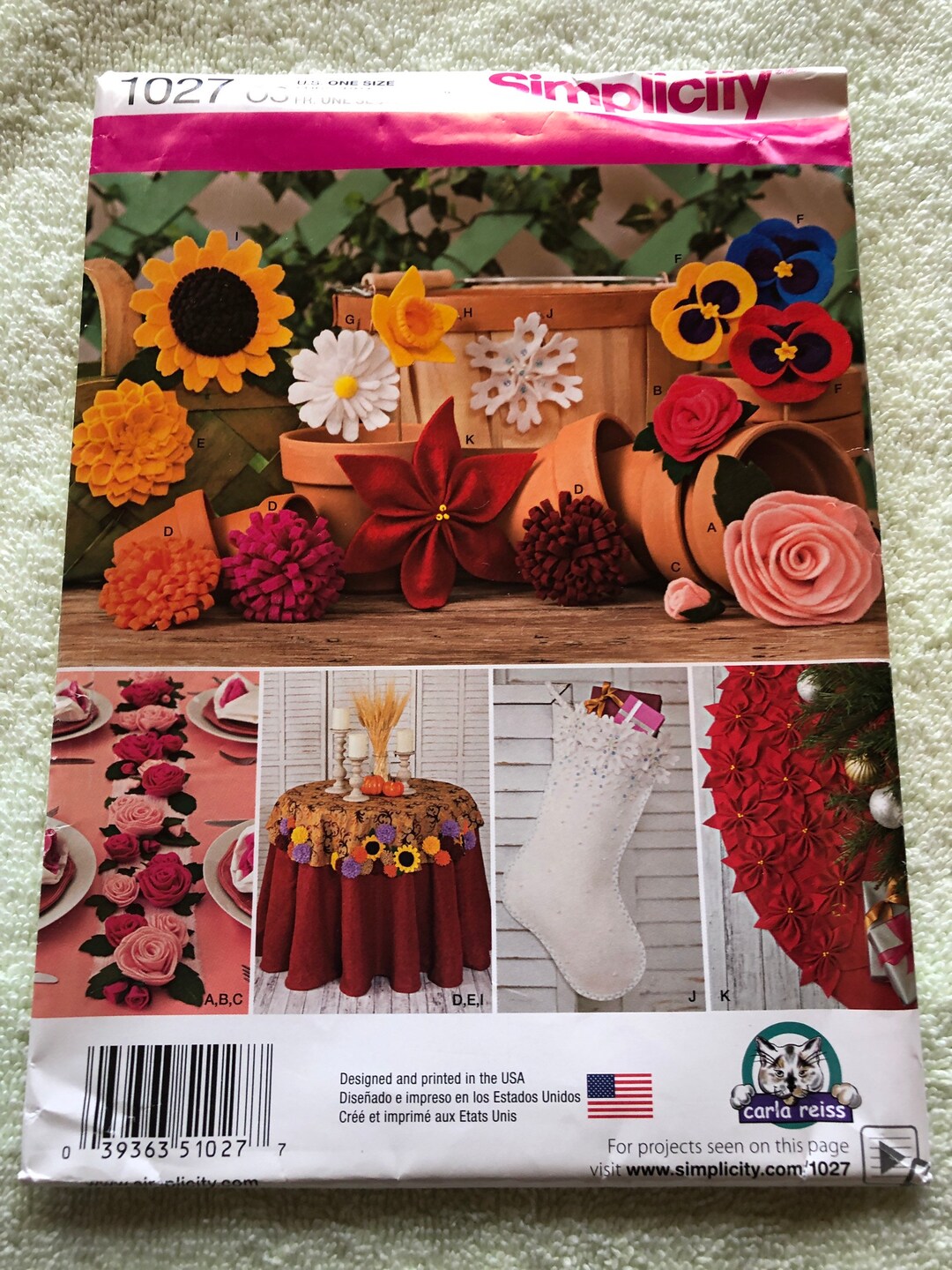 Uncut Factory Fold Sewing Pattern Simplicity 1027 Carla Reiss Felt ...