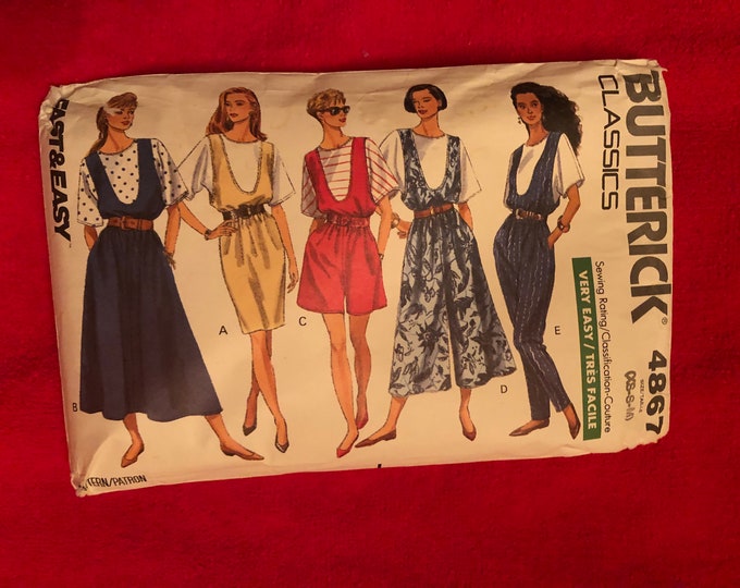 Uncut Factory Fold Sewing Pattern Butterick 4867 Sizes XS S M Sizes 6 8 ...