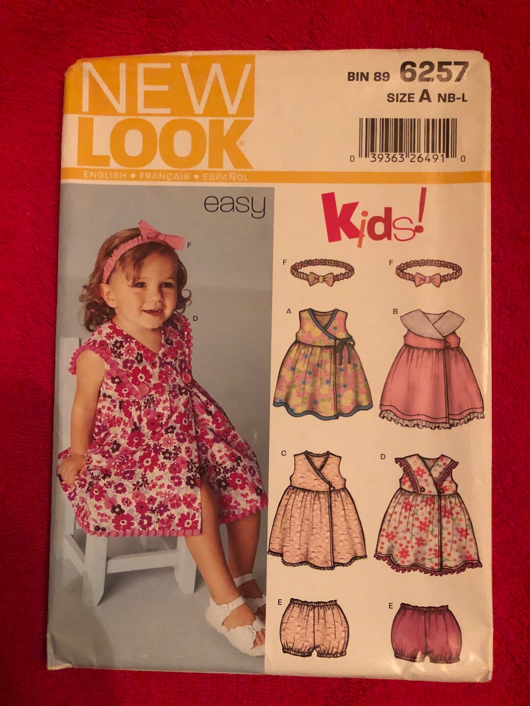 Uncut Factory Fold Sewing Pattern New Look 6257 Sizes NB S M L Kids ...