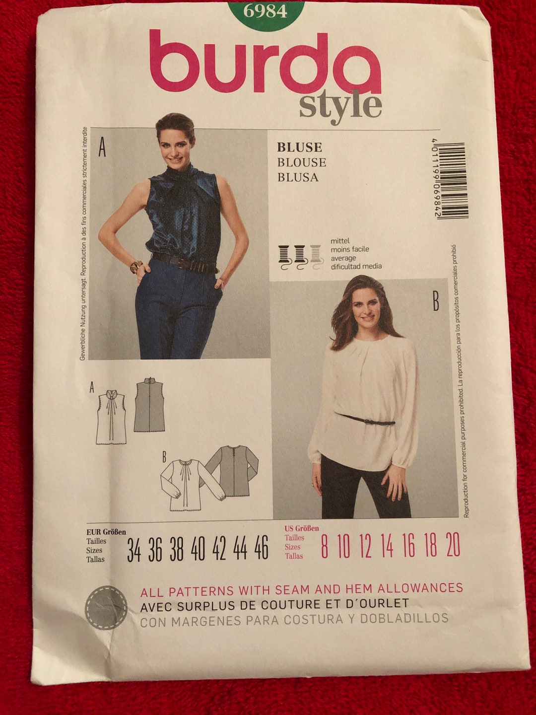 Uncut Factory Folded Burda Style Sewing Pattern 6984 Sizes 8 10 12 14 ...