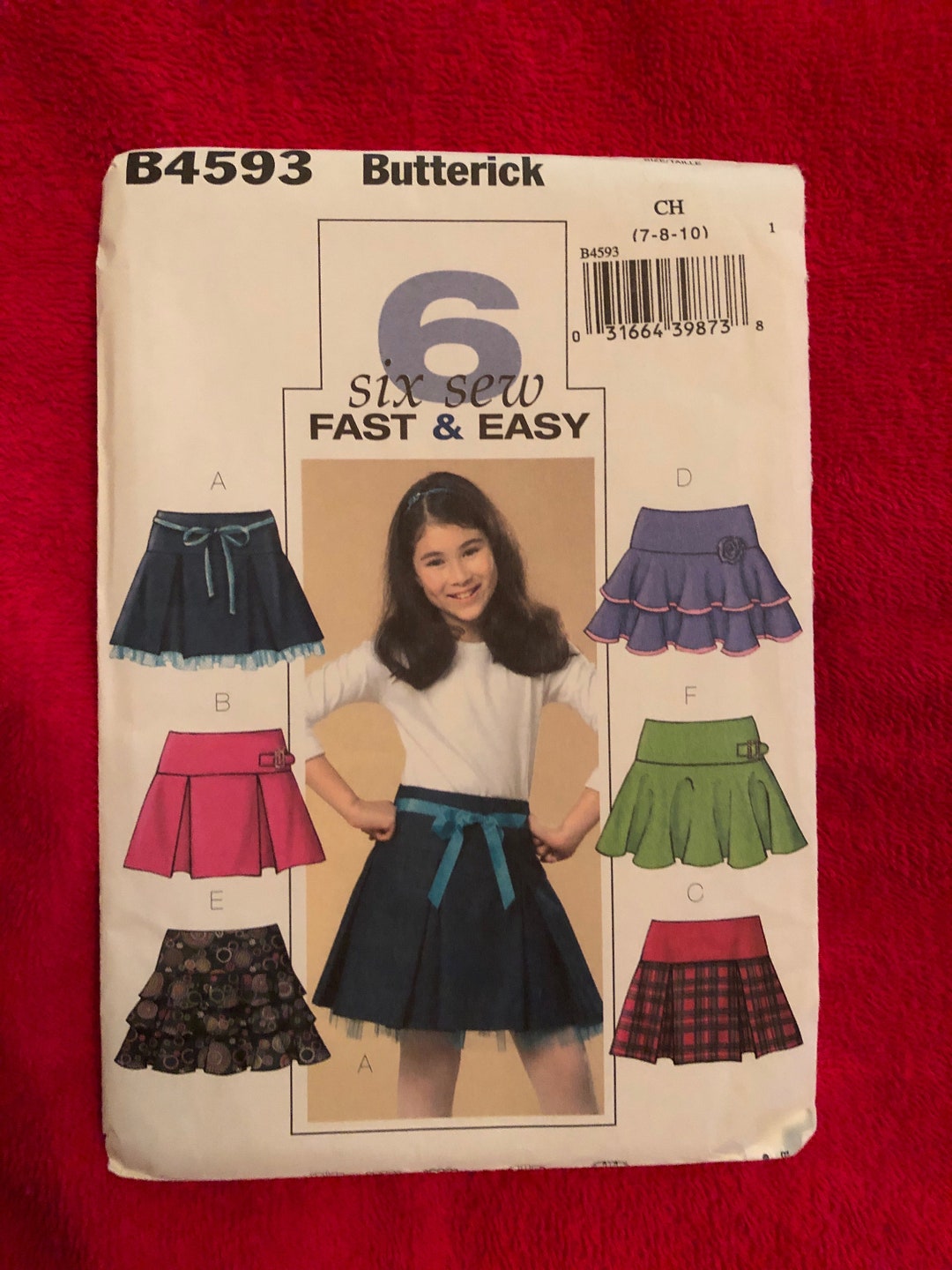 Uncut Factory Fold Sewing Pattern Butterick B4593 Sizes 7 8 10 Six Sew ...