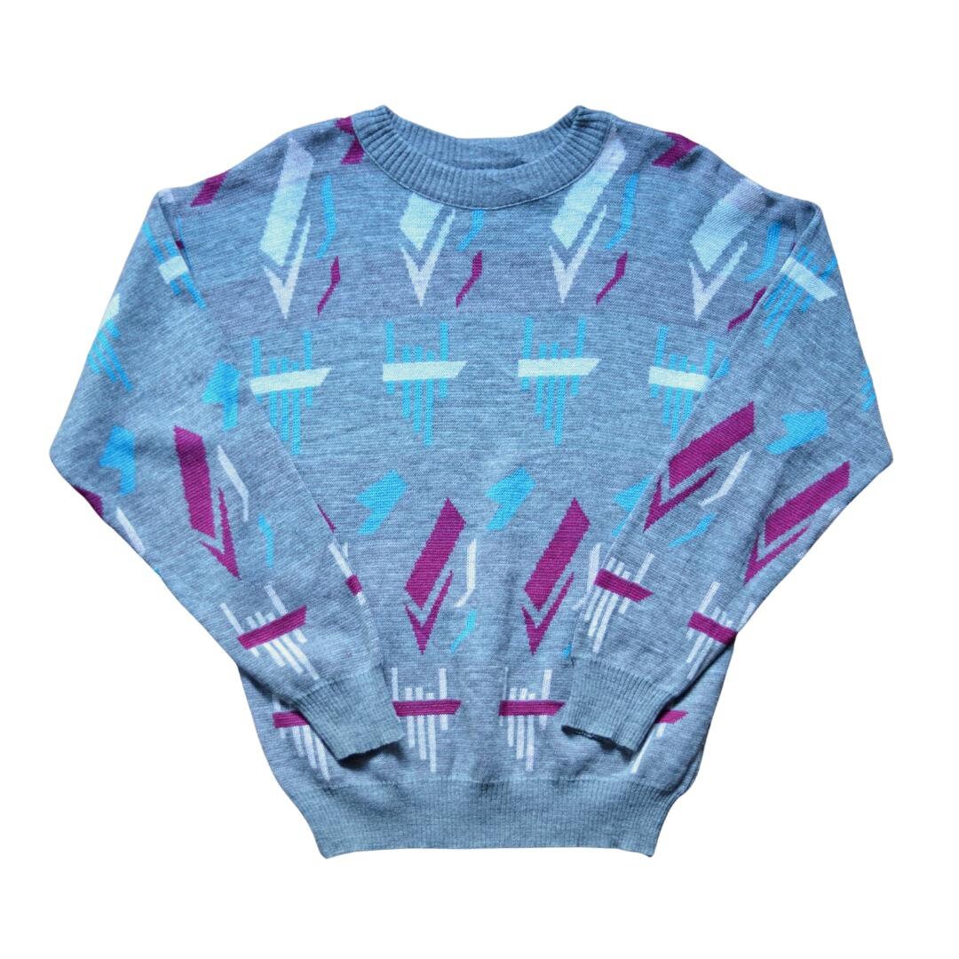 Vintage Men's Gray Bold Abstract Printed Graphic Sweater 1980s-1990s ...