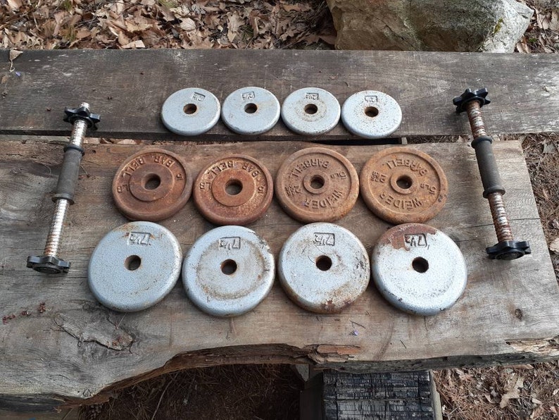 Vintage Cast Iron Dumbell Weight Set Home Health and Fitness Solo ...