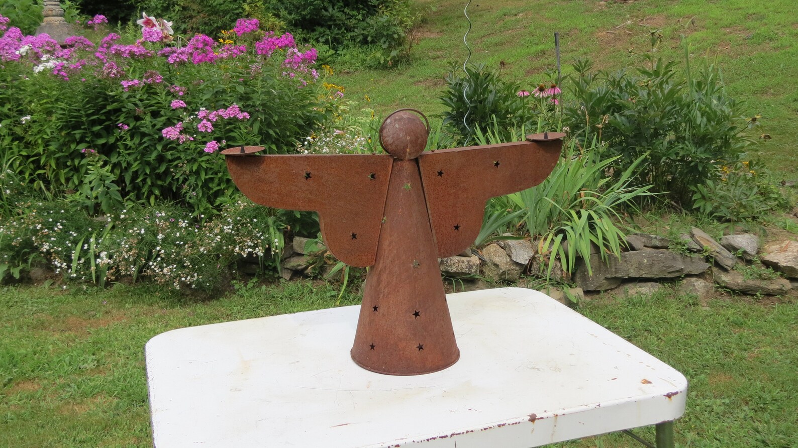 Rusty Metal Angel Candle Holder Great Garden Decor Fantastic Natural ...