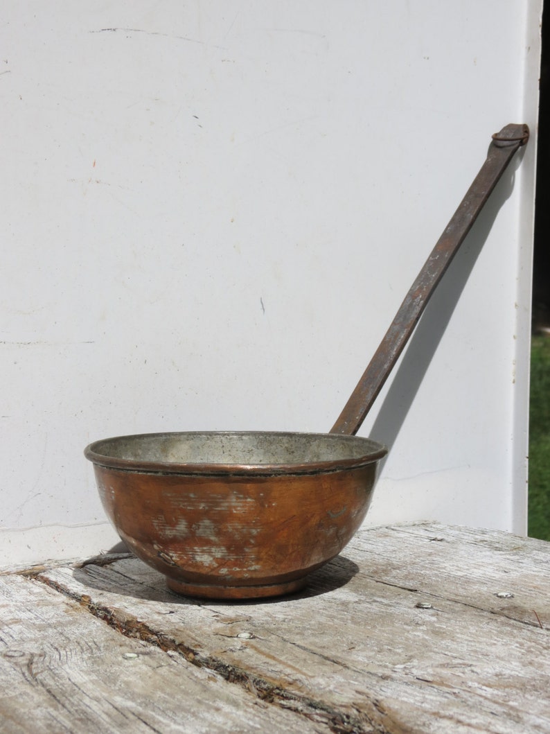 Antique Copper Dipper With Hand Hammered Wrought Iron Handle | Etsy