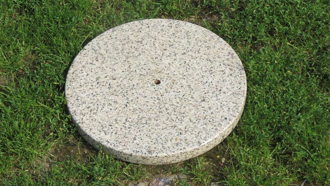 Round Thick Heavy Vintage Drilled Granite Base | Etsy