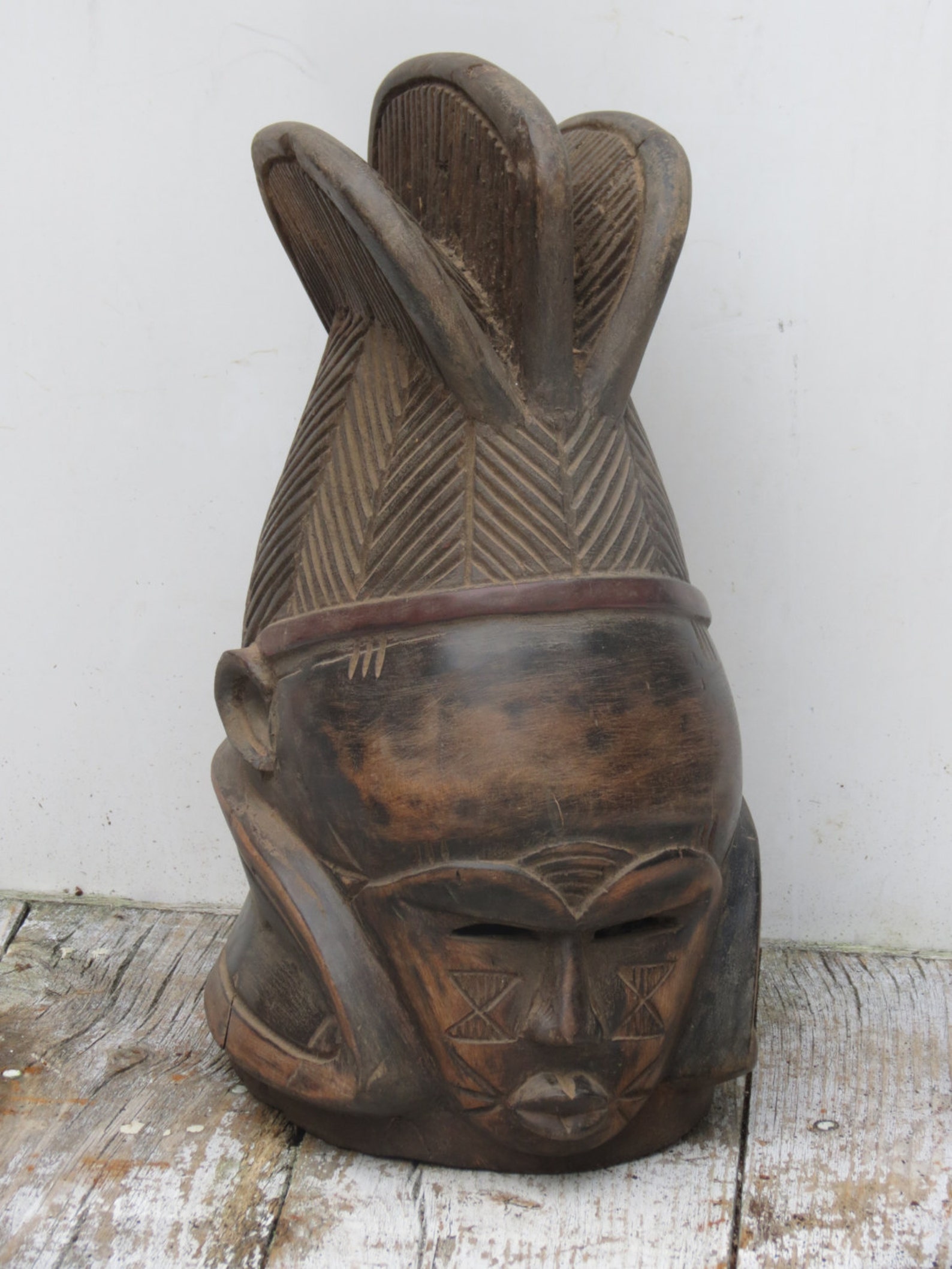 Authentic Wooden Carved Helmet Mask African Art Tribal Decor - Etsy