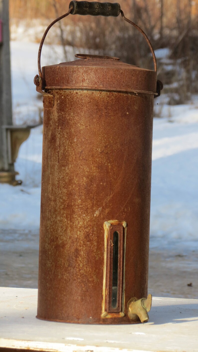Tall Rusty Covered Metal Bucket With Brass Dispensing Valve - Etsy