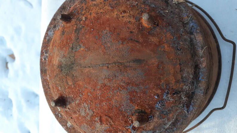 Rare Antique Rusty Cast Iron Cauldron With Dual Handles Farm Fresh ...