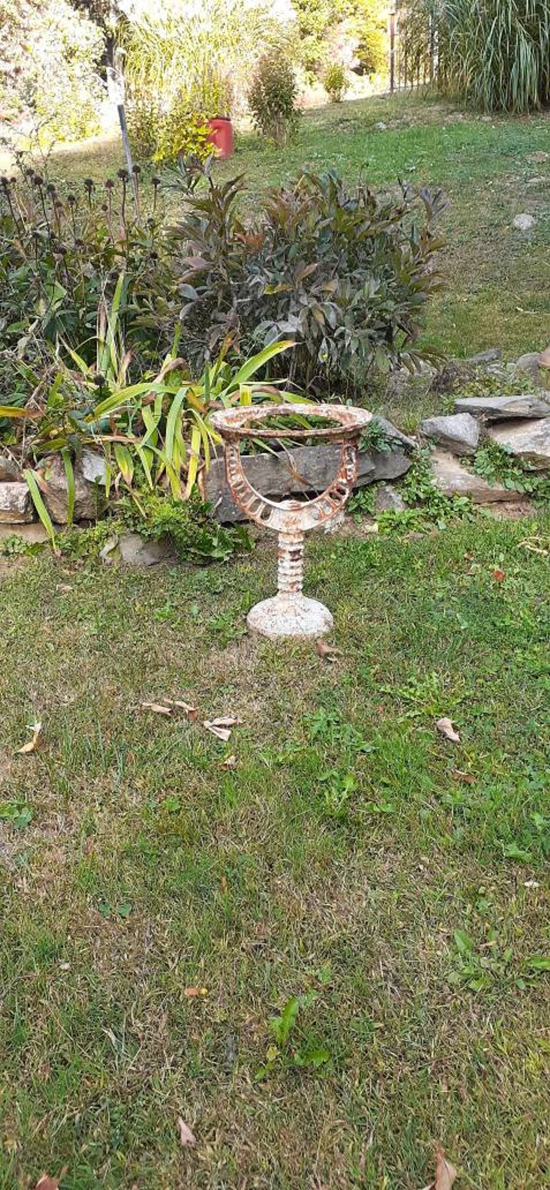 Antique Chippy Rusty White Hot Water Tank Stand Salvaged DIY Repurpose ...