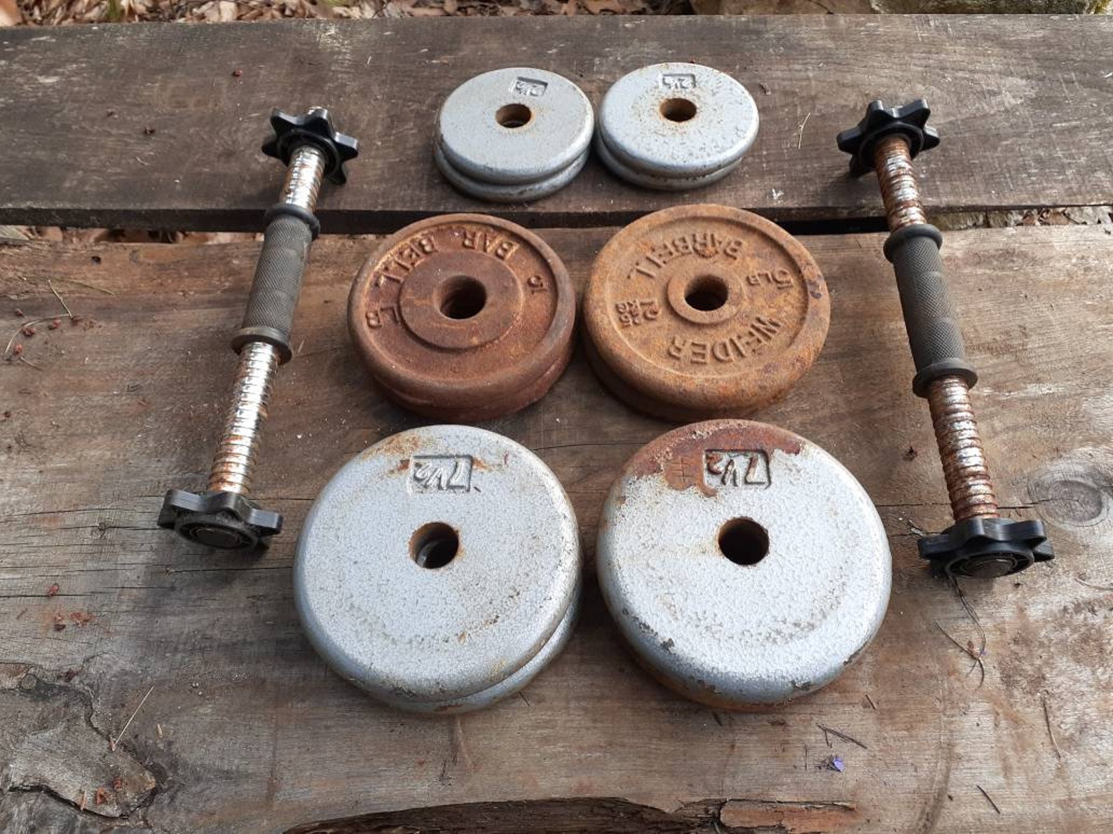 Vintage Cast Iron Dumbell Weight Set Home Health and Fitness Solo ...