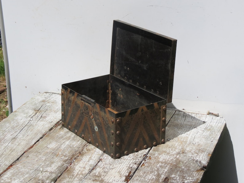Antique Heavy Metal Lockbox Farm Fresh Maine Barn Treasure | Etsy