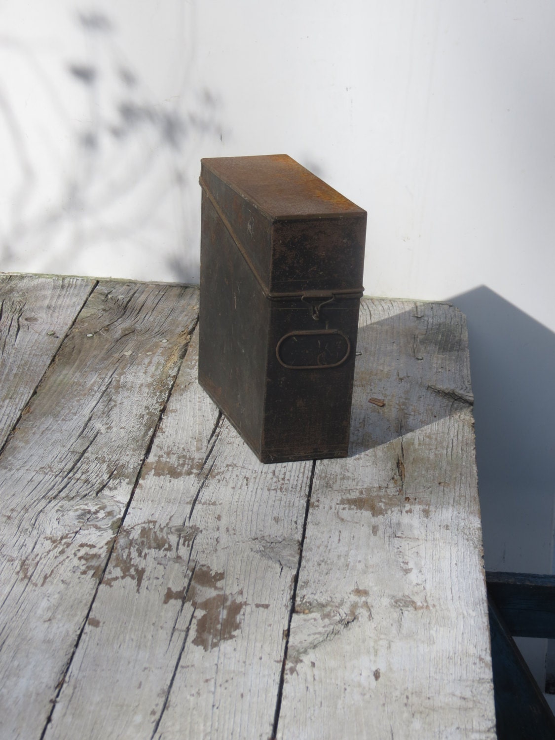 Super Cool Rusty Black Narrow Hinged Metal Box | Etsy