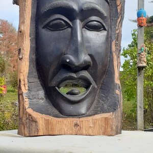 Vintage Large Heavy African Carved Log Face - Etsy