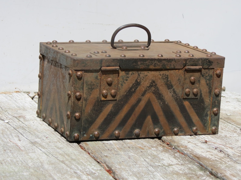 Antique Heavy Metal Lockbox Farm Fresh Maine Barn Treasure | Etsy