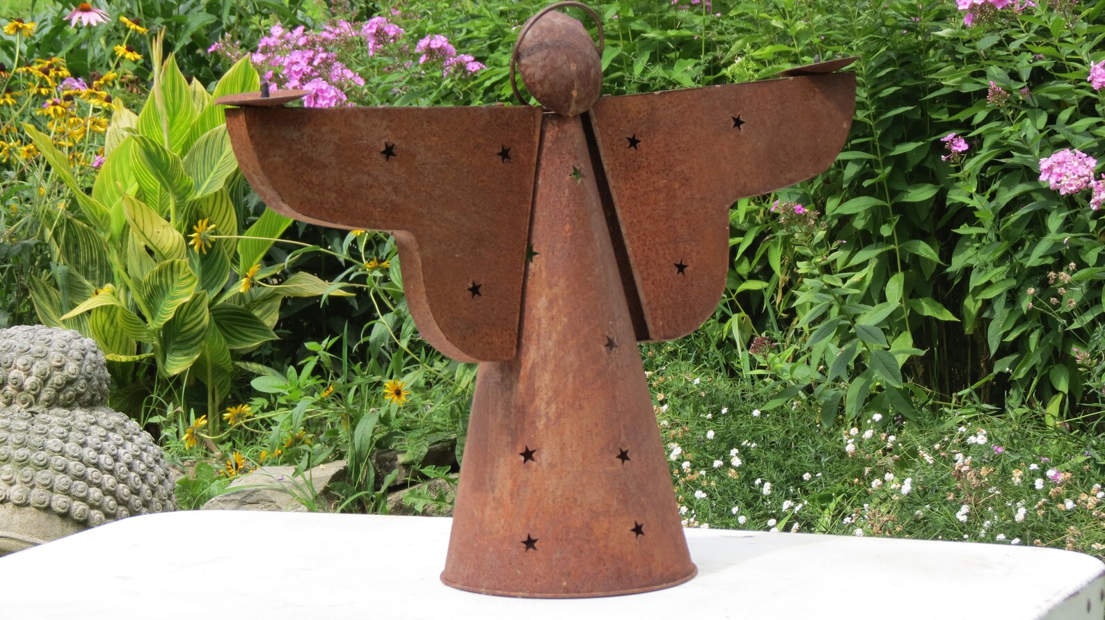 Rusty Metal Angel Candle Holder Great Garden Decor Fantastic | Etsy