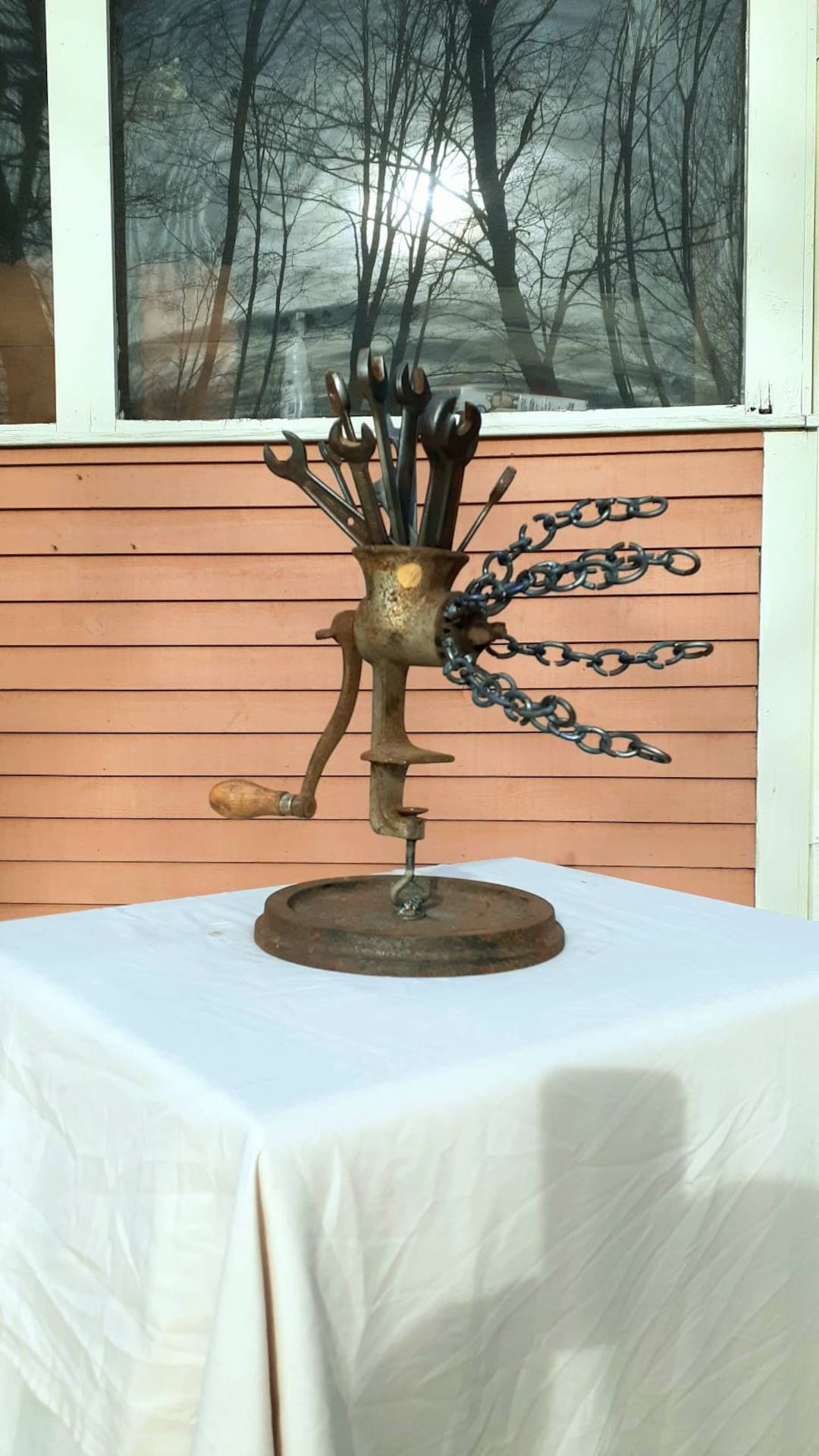 Custom Fabricated Welded Abstract Industrial Sculpture Unique Upcycled ...