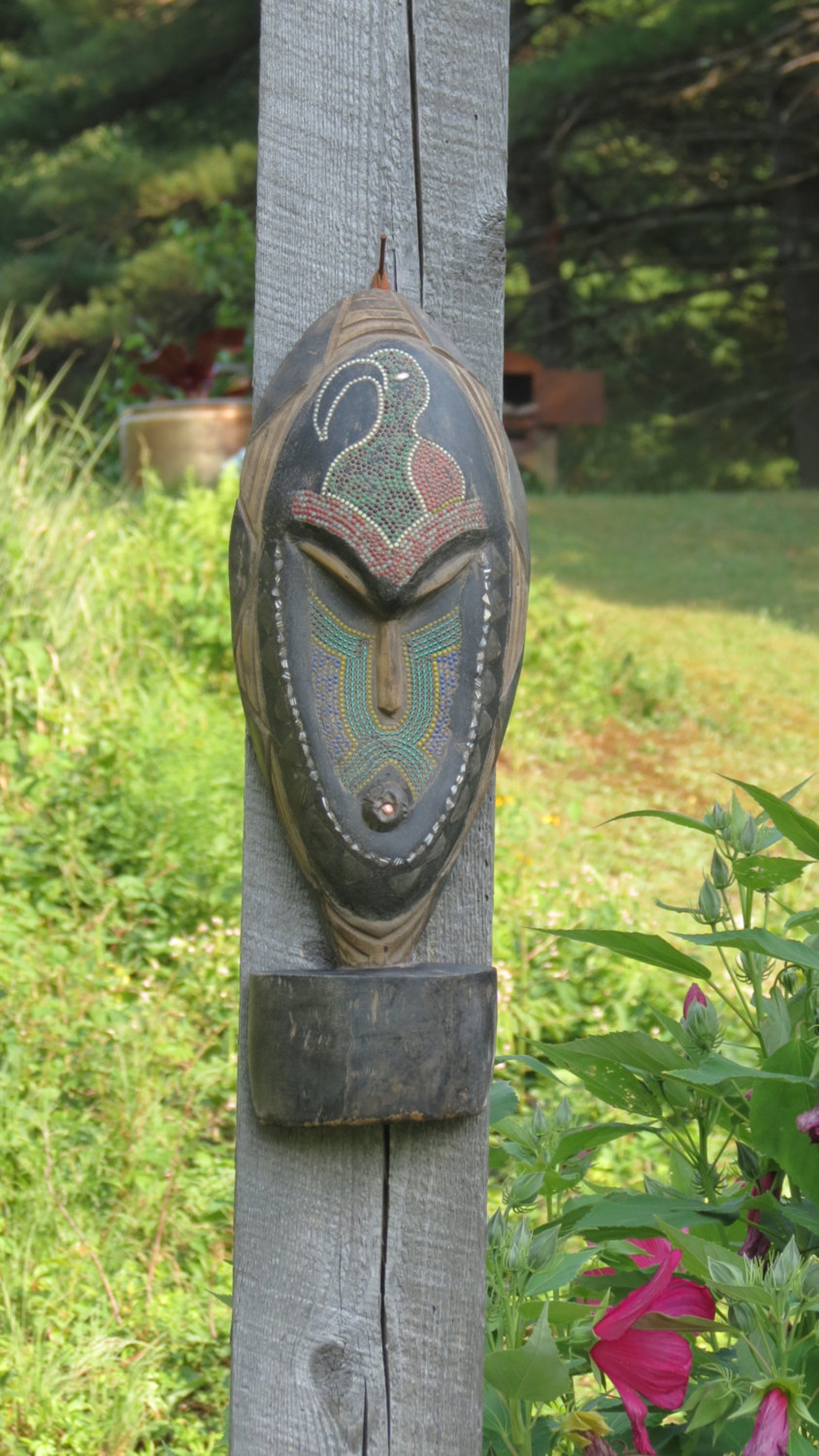 Colorful Carved African Mask Statue - Etsy