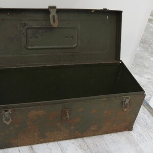 Vintage Green Metal Tool Box With Leather Handle and Amazing - Etsy
