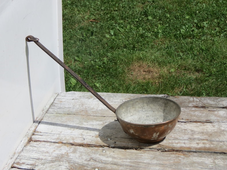 Antique Copper Dipper With Hand Hammered Wrought Iron Handle | Etsy