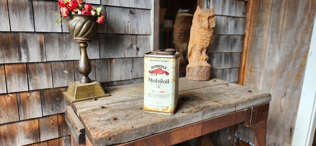 Rare Gargoyle Mobiloil "a" Oil Can Old New England Barn Treasures - Etsy