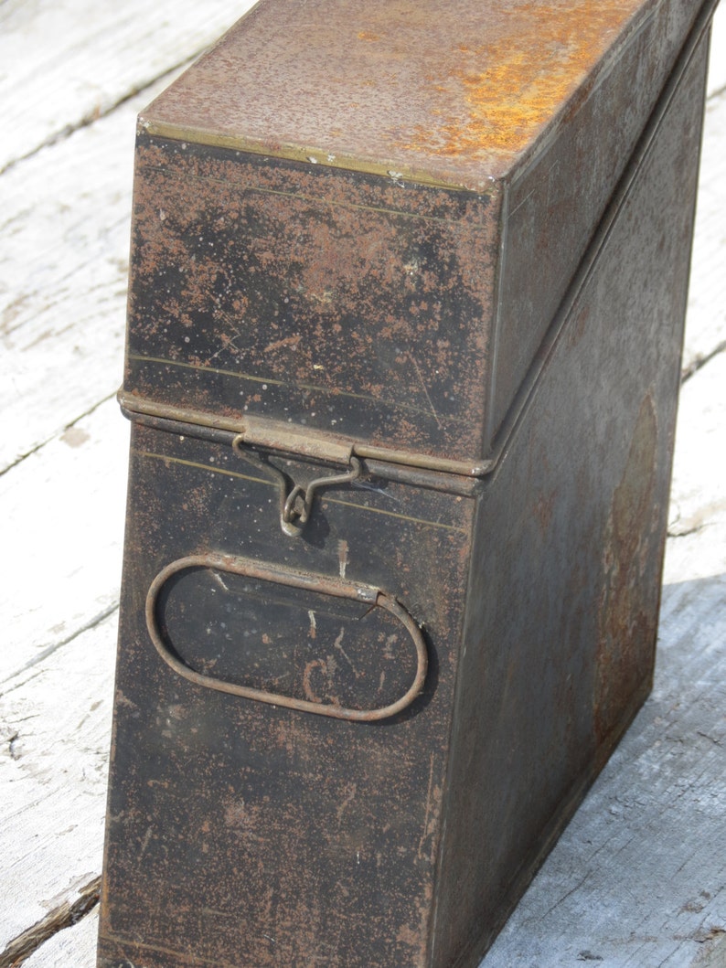 Super Cool Rusty Black Narrow Hinged Metal Box - Etsy