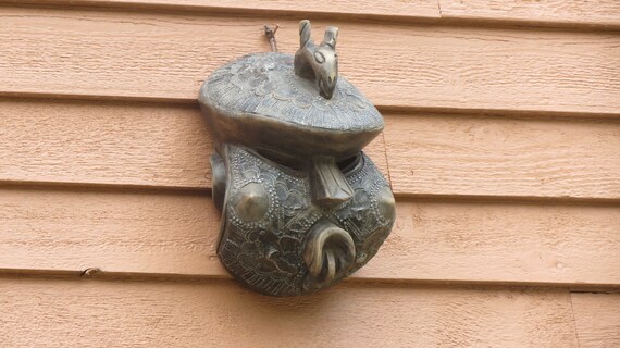 Carved Wood Tin Plated African Mask Tribal Wall Decor | Etsy