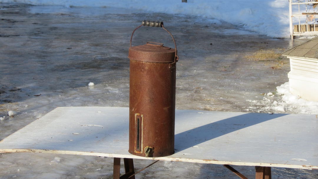 Tall Rusty Covered Metal Bucket With Brass Dispensing Valve - Etsy