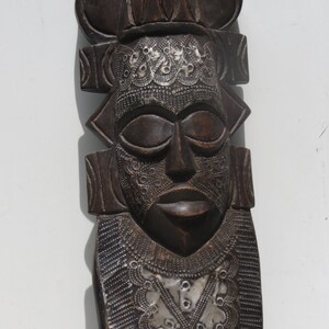 Authentic African Carved Wood and Tin Plated Mask Sweet Tribal Decor - Etsy