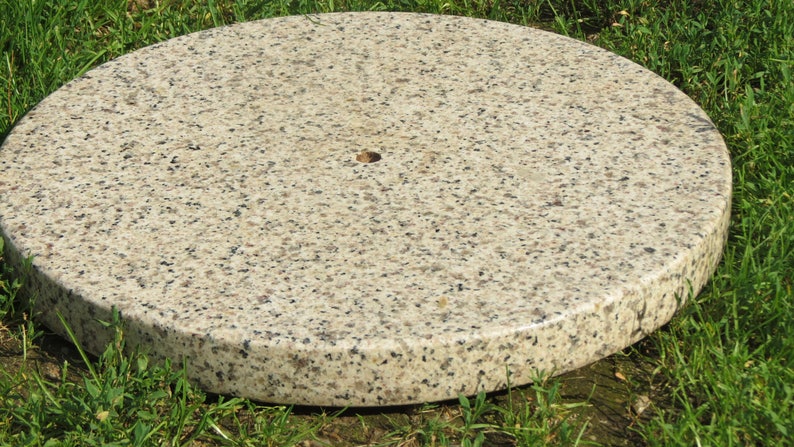 Round Thick Heavy Vintage Drilled Granite Base | Etsy