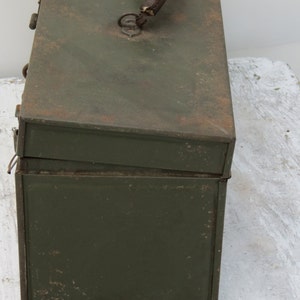 Vintage Green Metal Tool Box With Leather Handle and Amazing - Etsy