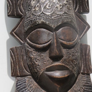 Authentic African Carved Wood and Tin Plated Mask Sweet Tribal Decor - Etsy